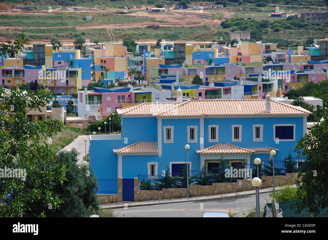 Colourful houses, Marina de Albufeira, Albufeira, Algarve Region ...