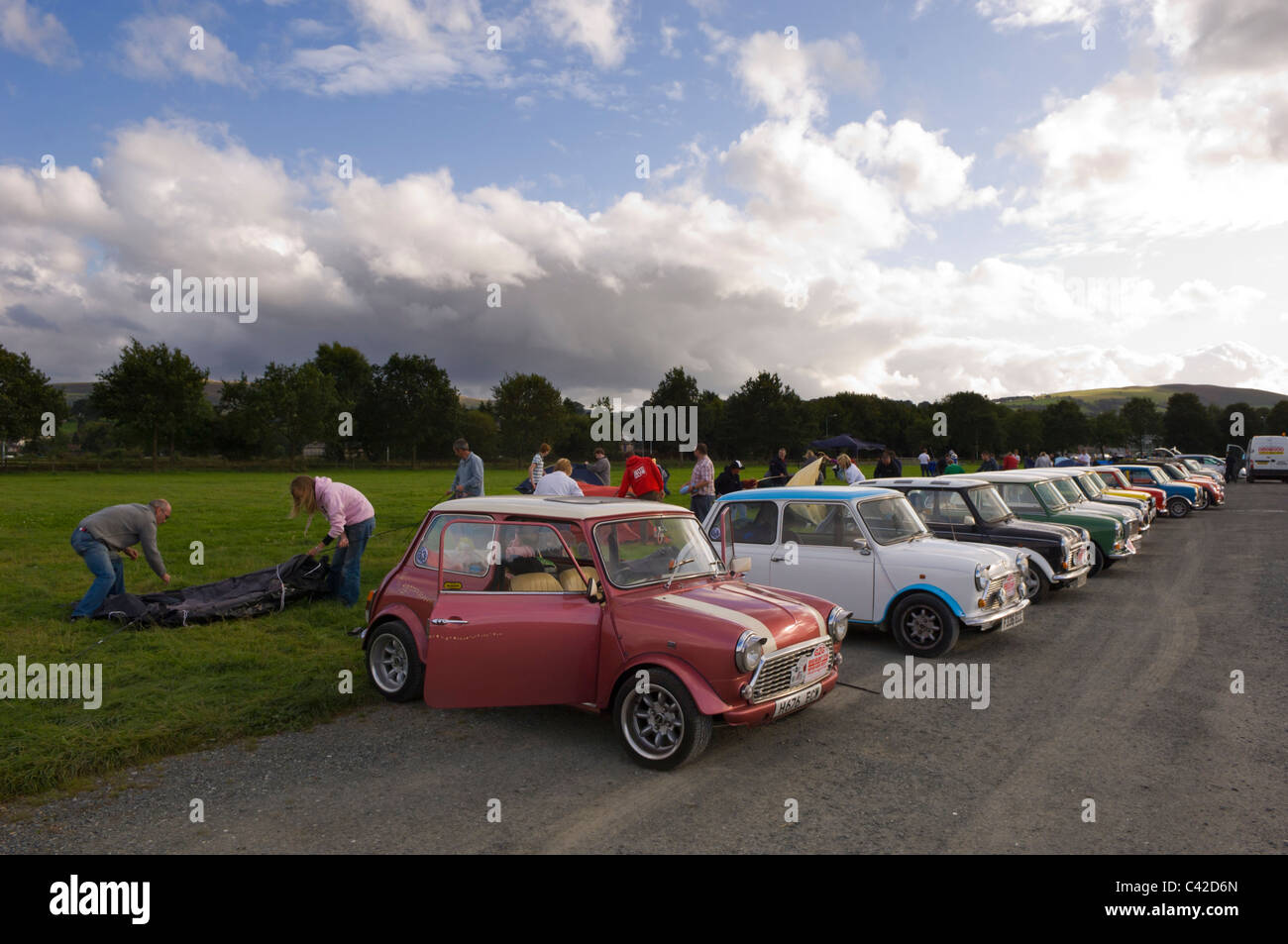Austin Mini Gogarth to Gower Rally stop at Builth Wells, Powys, Wales ...