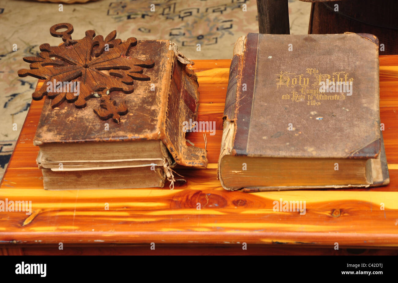 An old Celtic cross and a bible taken at the Feast of the Ste. Claire ...