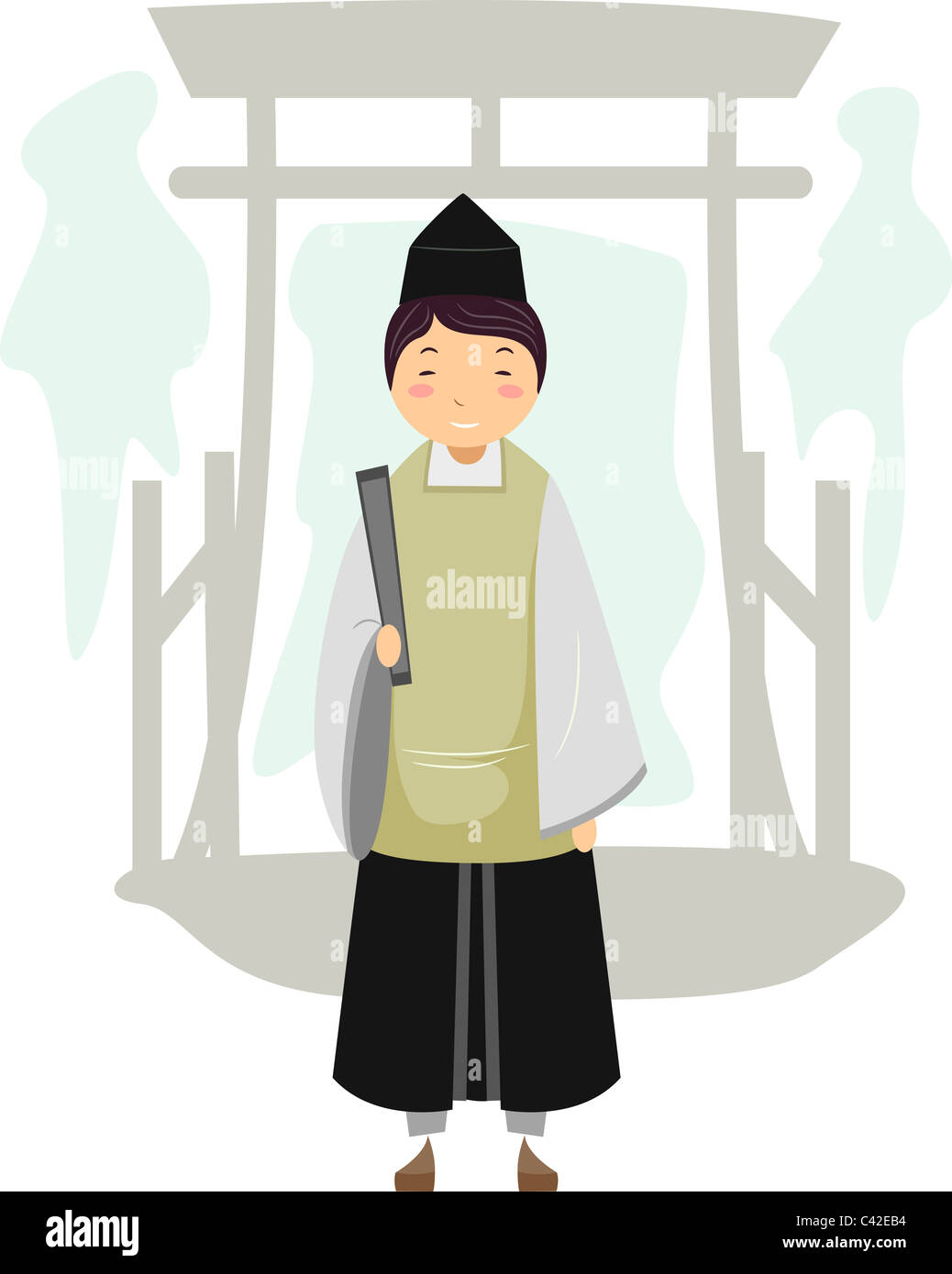 Illustration of a Shinto Priest Stock Photo - Alamy