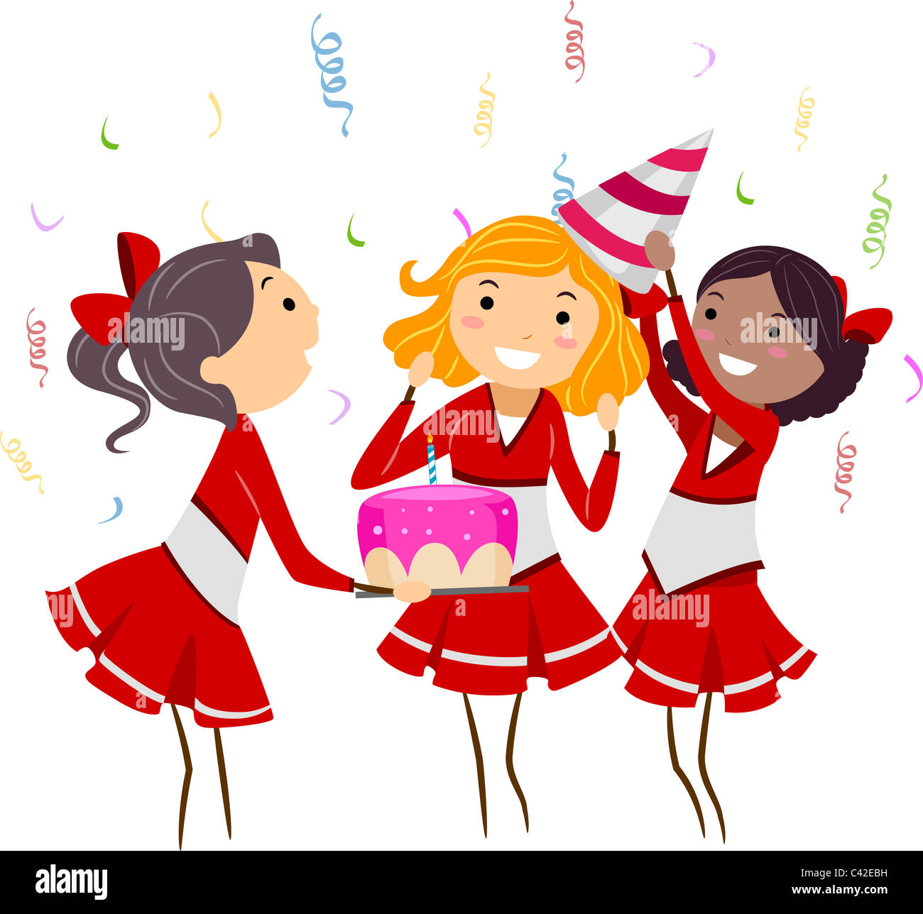 Illustration of a Group of Cheerleaders Celebrating a Party Stock Photo ...