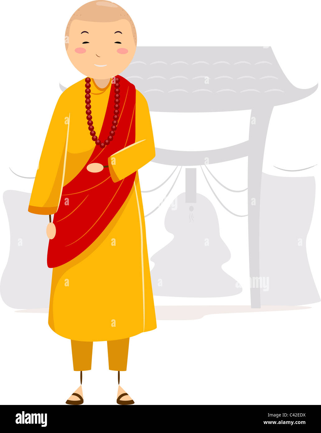 Illustration of a Monk in a Monastery Stock Photo - Alamy