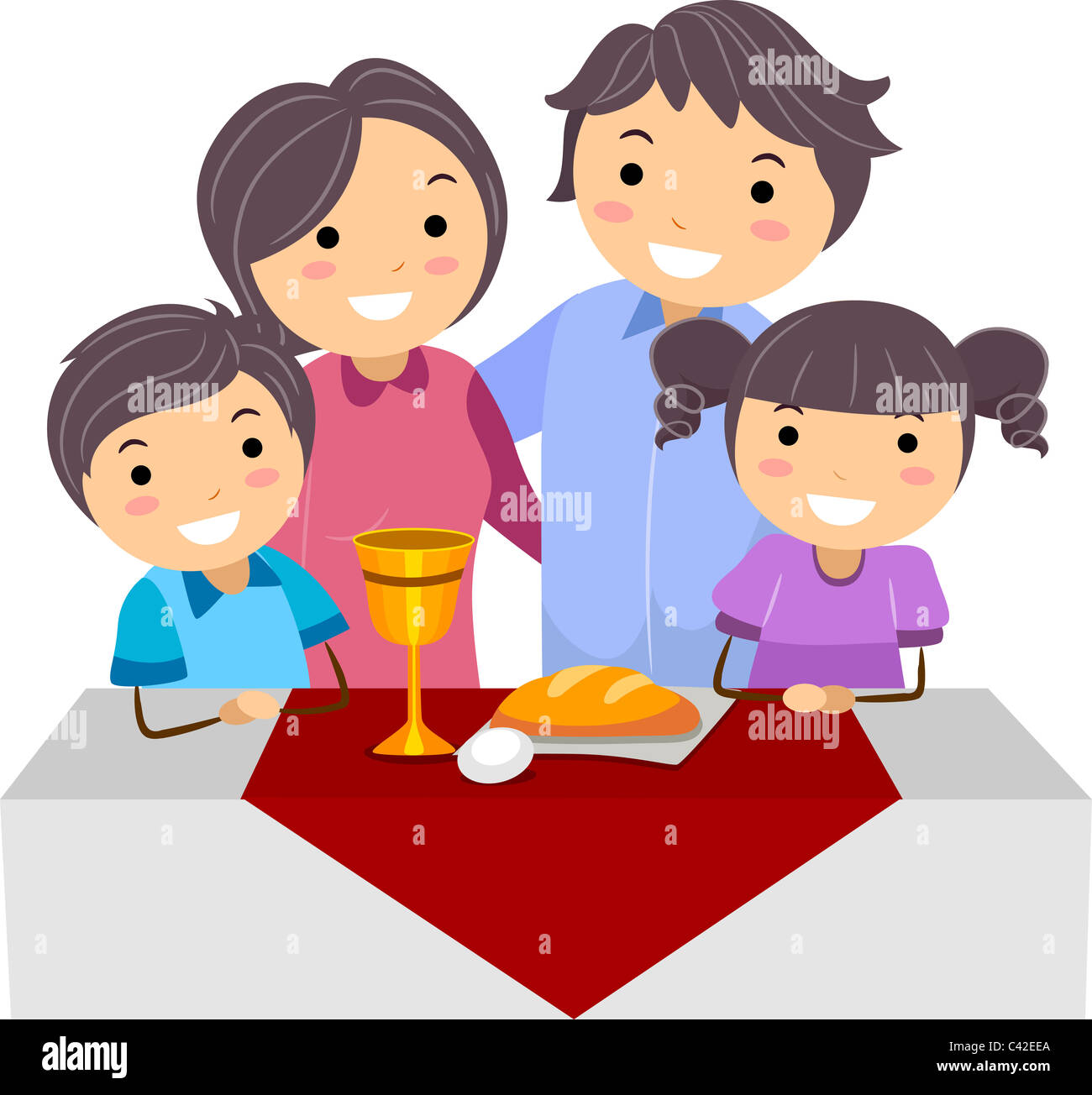 Illustration of a Family Celebrating Passover Stock Photo - Alamy