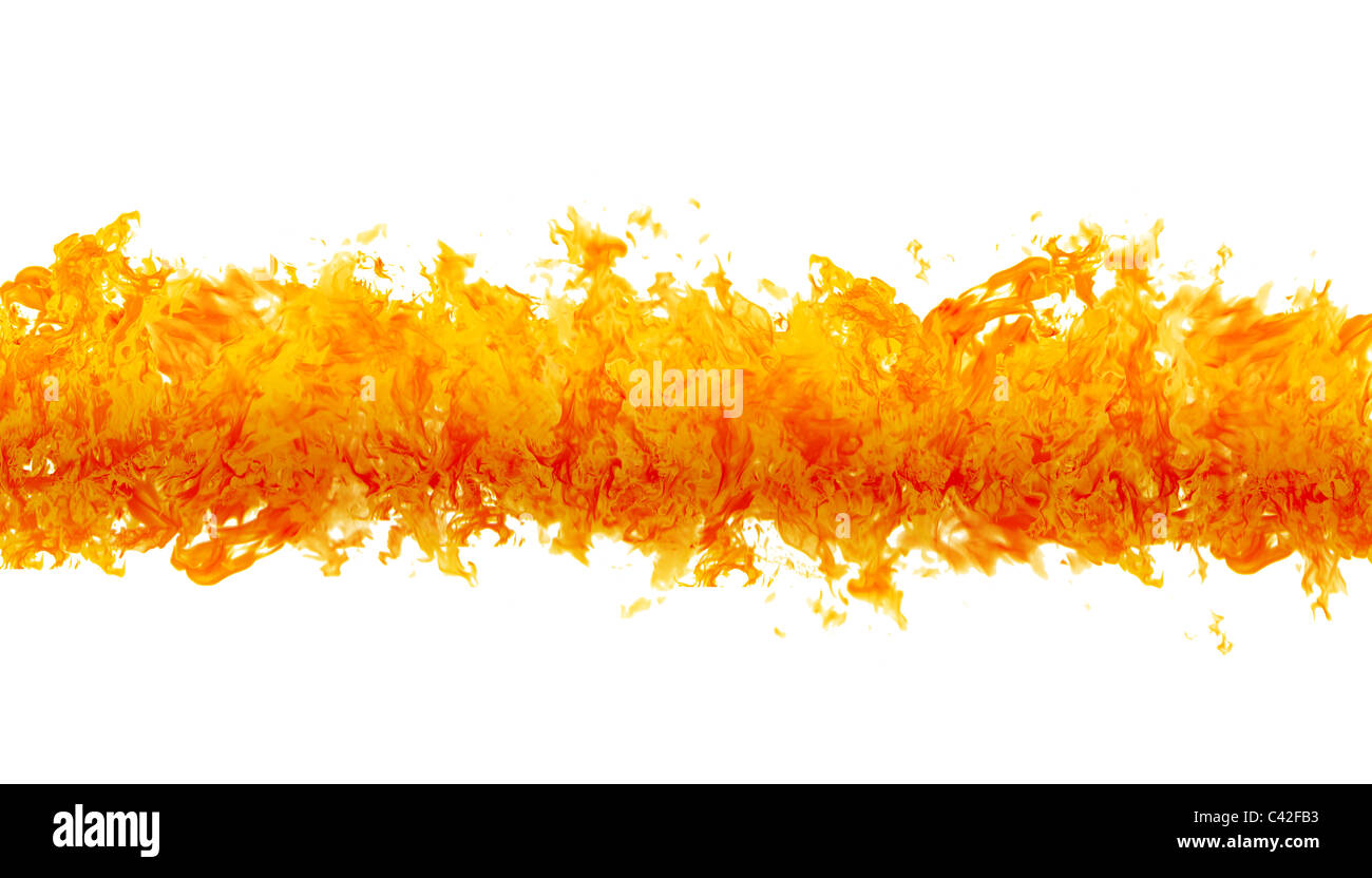 Rendered flames in a fiery line on a white background Stock Photo - Alamy