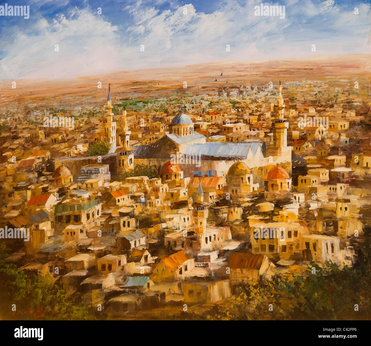 Damascus Syria Bazaar Souq painting art gallery Stock Photo - Alamy