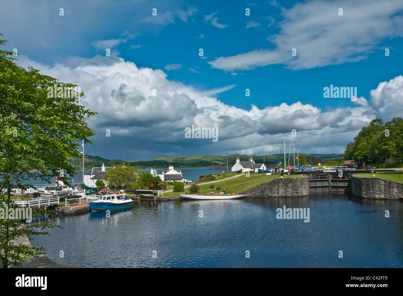Boats in basin at Crinan Crinan Canal Argyll & Bute Scotland Stock ...