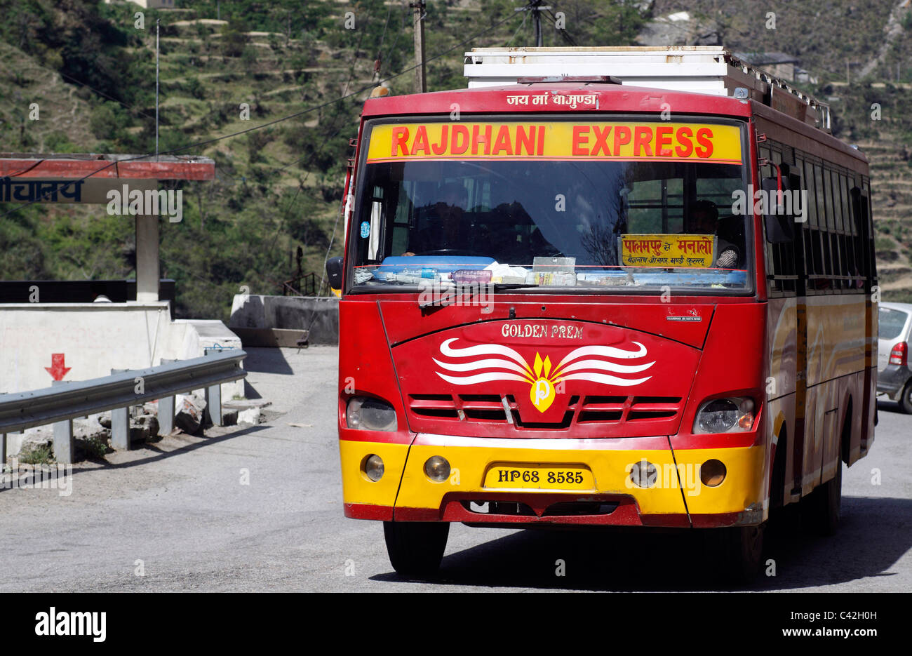 Brilliant red bus transport road vehicle conveyanvce "Public transport ...