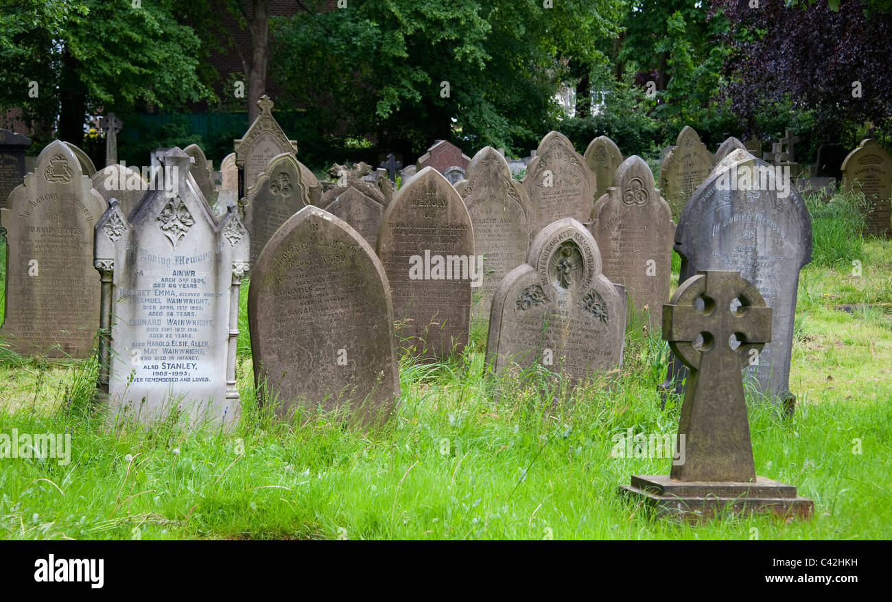 Graves in Cheshire graveyard, UK Stock Photo - Alamy