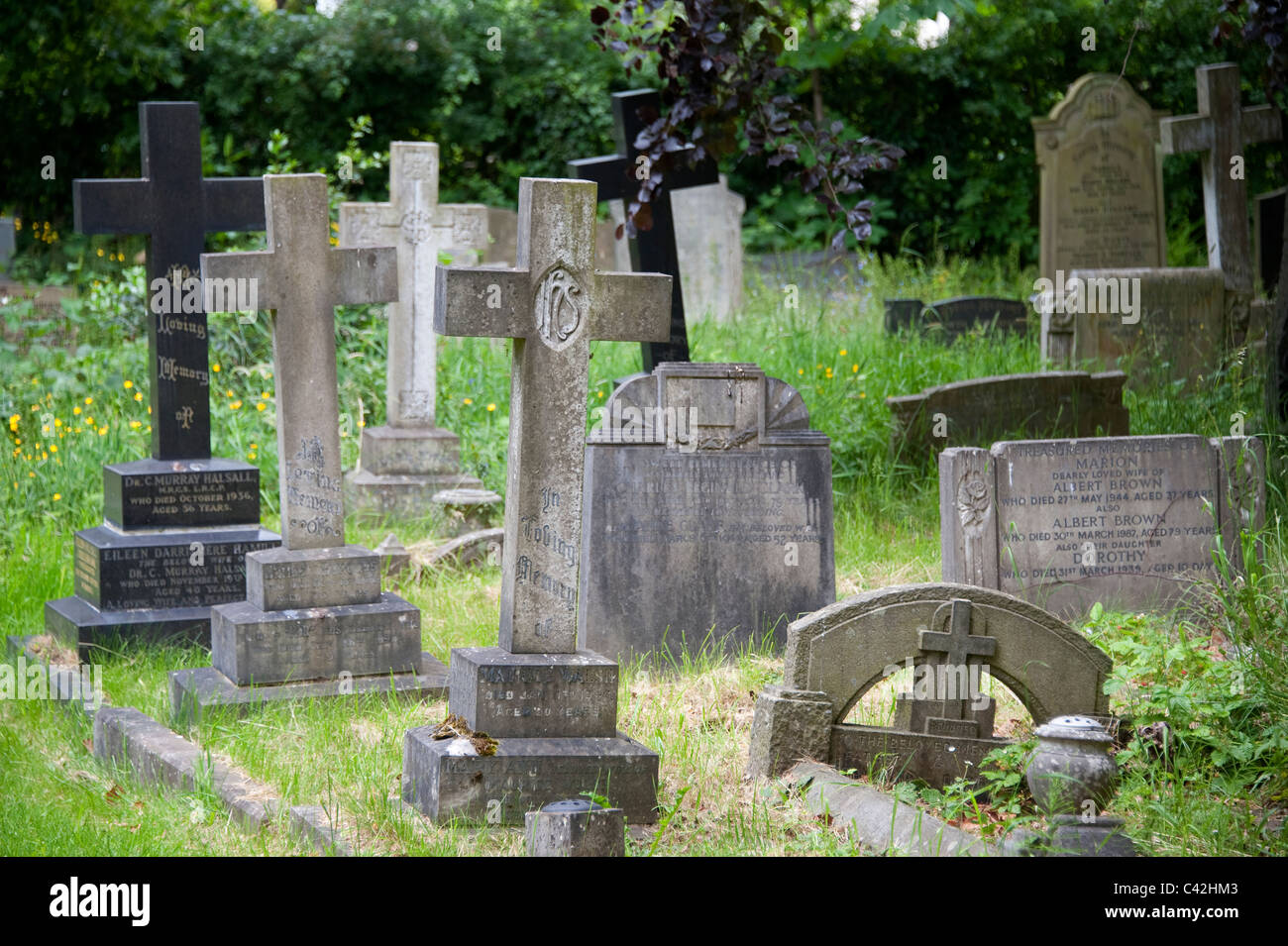 Graves in Cheshire graveyard, UK Stock Photo - Alamy