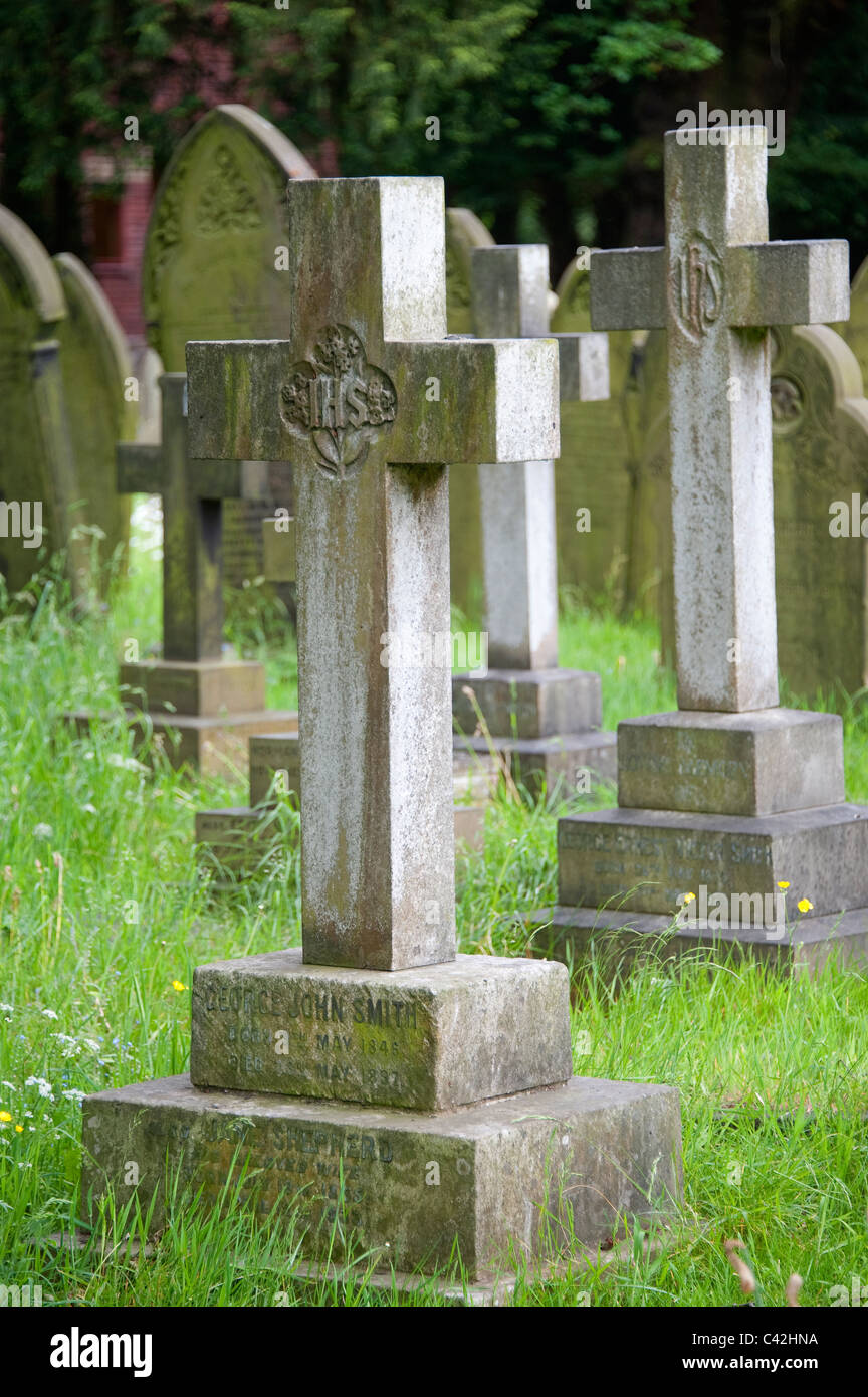 Graves in Cheshire graveyard, UK Stock Photo - Alamy