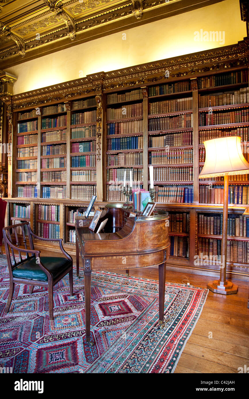 The Double Library at Highclere Castle, Newbury, Berkshire, England, UK ...