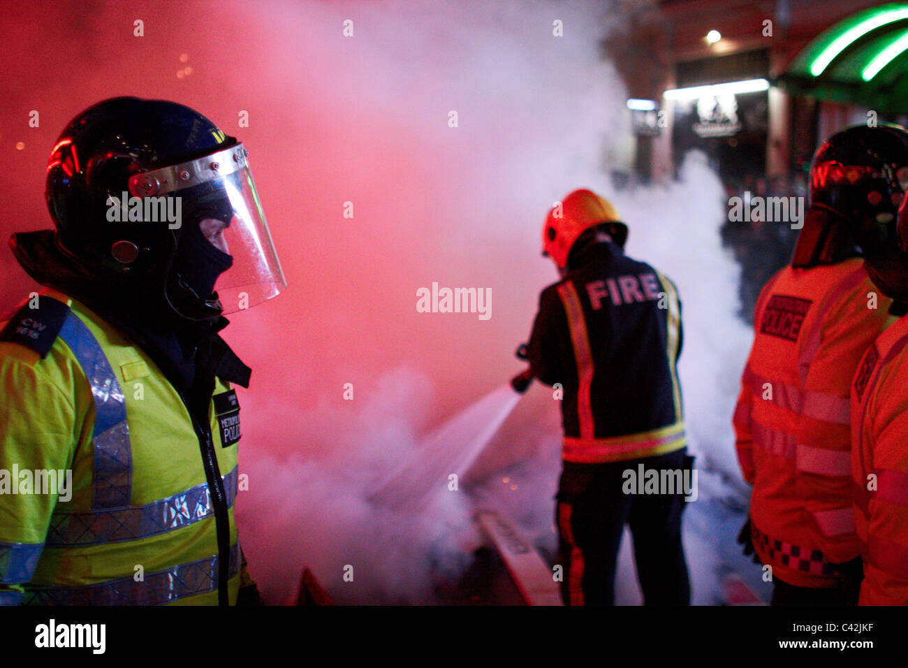 Fireman puts out a bonfire during a the March to the Alternative Stock ...