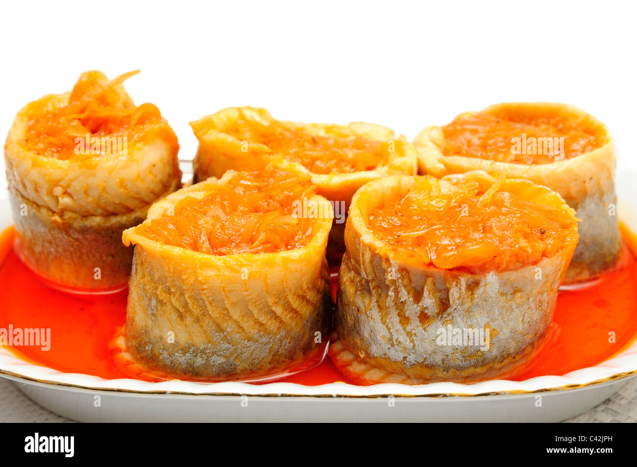 Fresh rollmops isolated on a white backgroundt Stock Photo - Alamy
