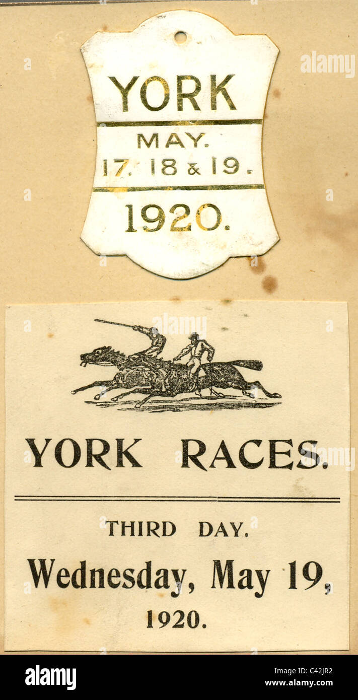 Entrance tag and ticket for York races Stock Photo - Alamy
