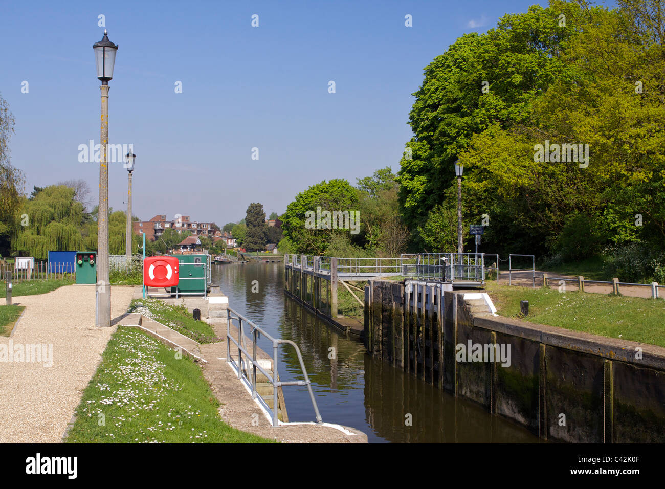The longest 'barge' lock at Teddington Lock on the river Thames in ...