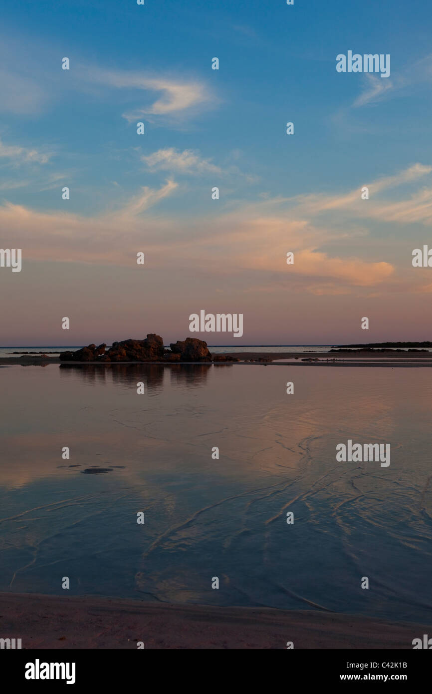 The famous Elafonisi beach on Crete, at sunset Stock Photo - Alamy