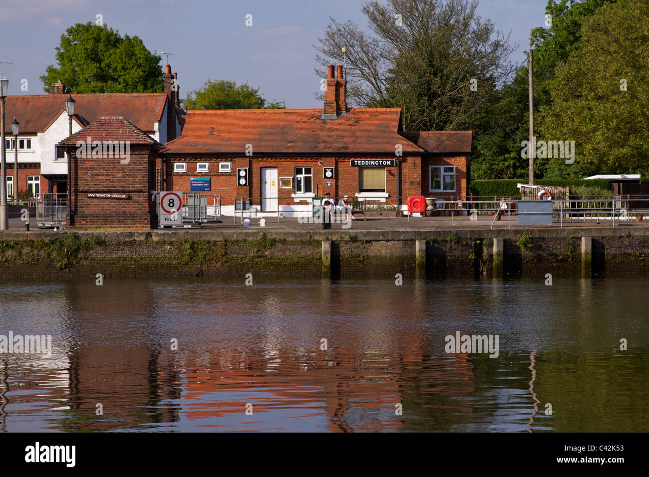 Teddington Lock building (station) on the Thames lock, site of the ...