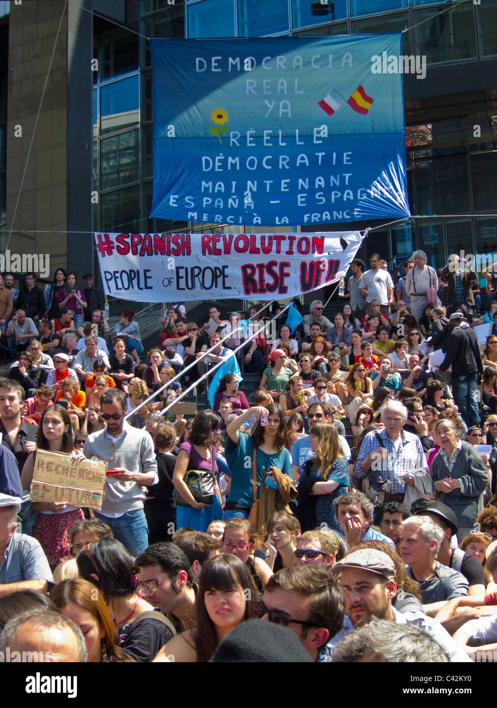 Paris, France, Crowd of French People, Demonstrating in Support of ...