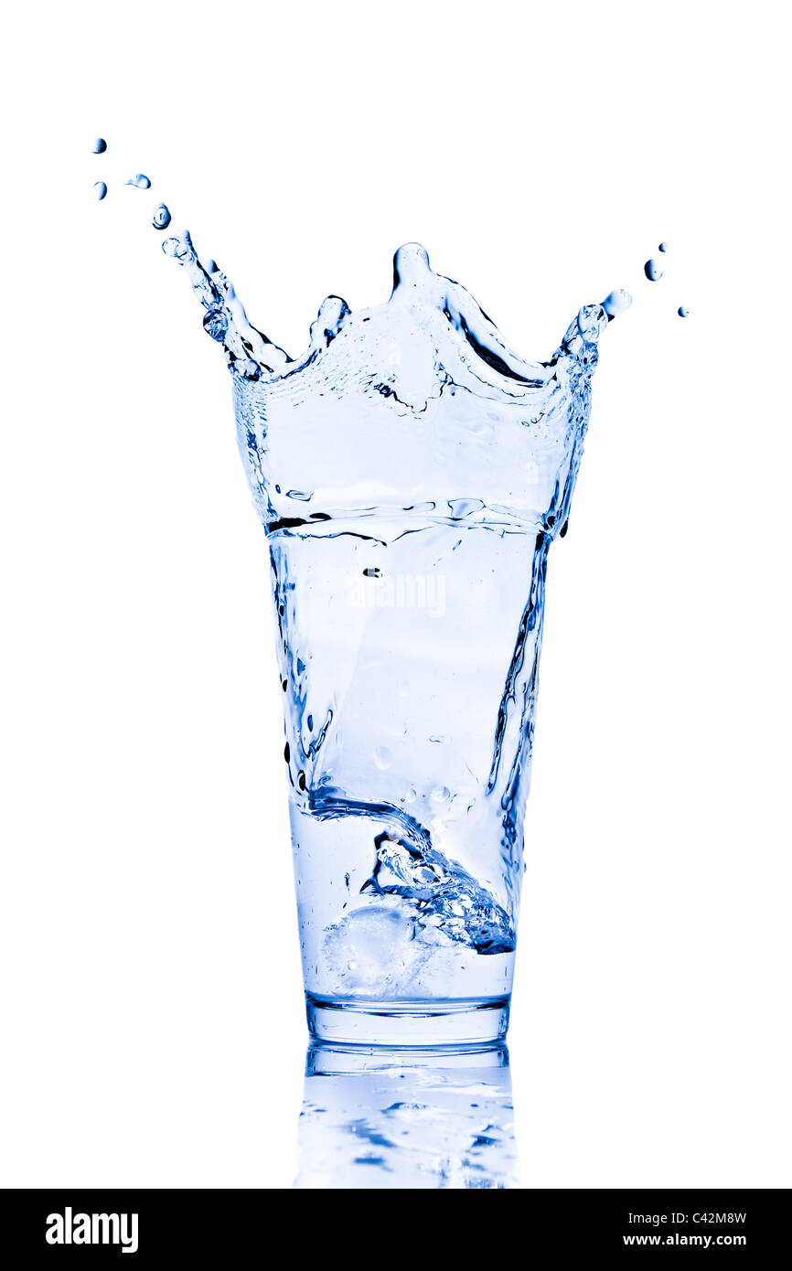 water splashing from glass isolated on white background Stock Photo - Alamy