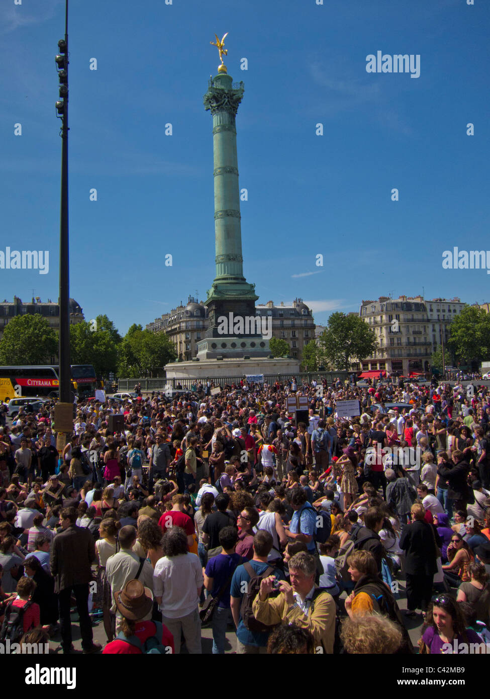Paris, France, Overview, Huge big crowds aerial of French People ...