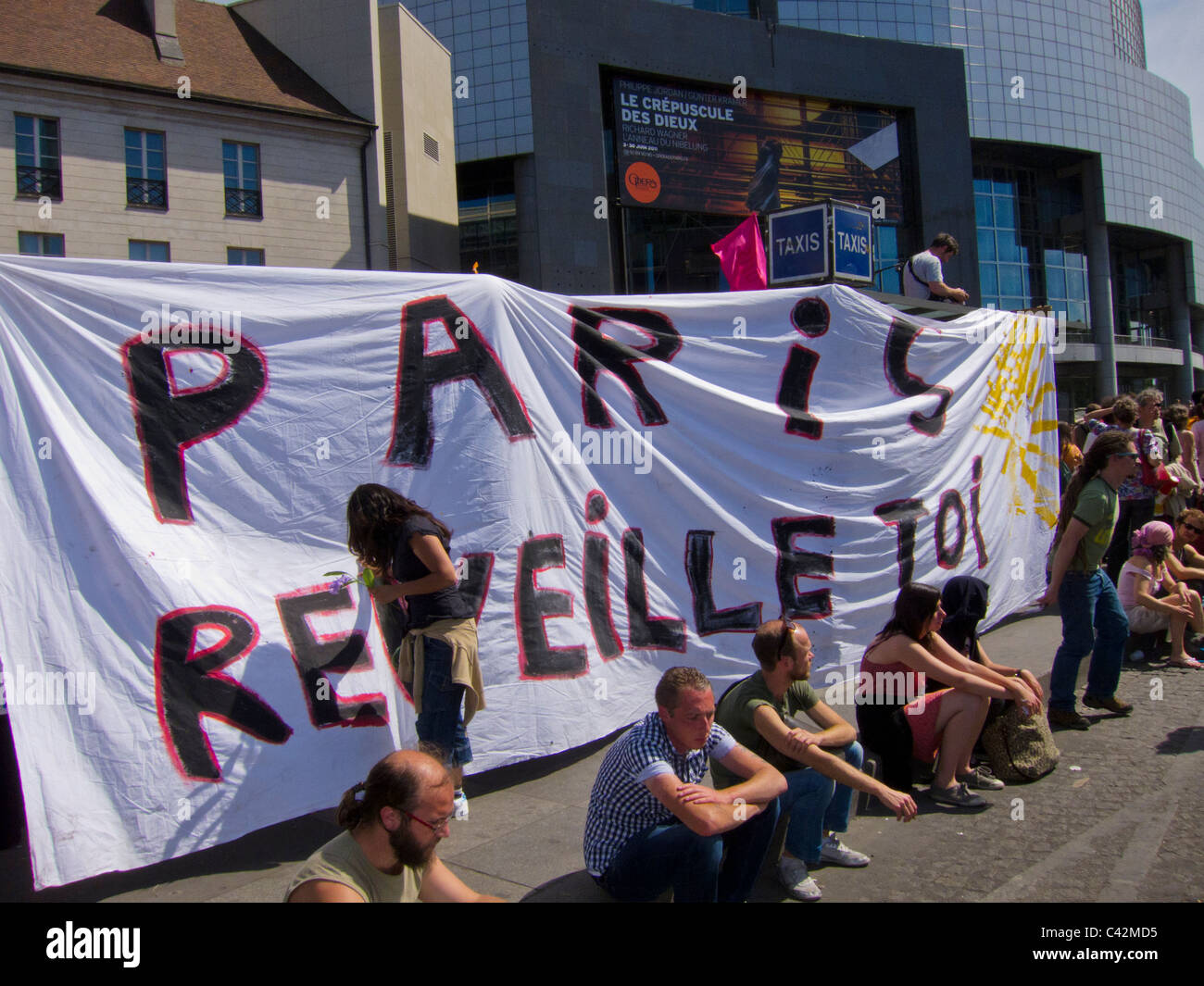Paris, France, Group of French People, Demonstrating in Support of ...