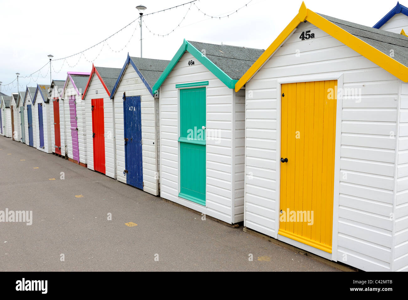 beach huts devon england uk Stock Photo - Alamy