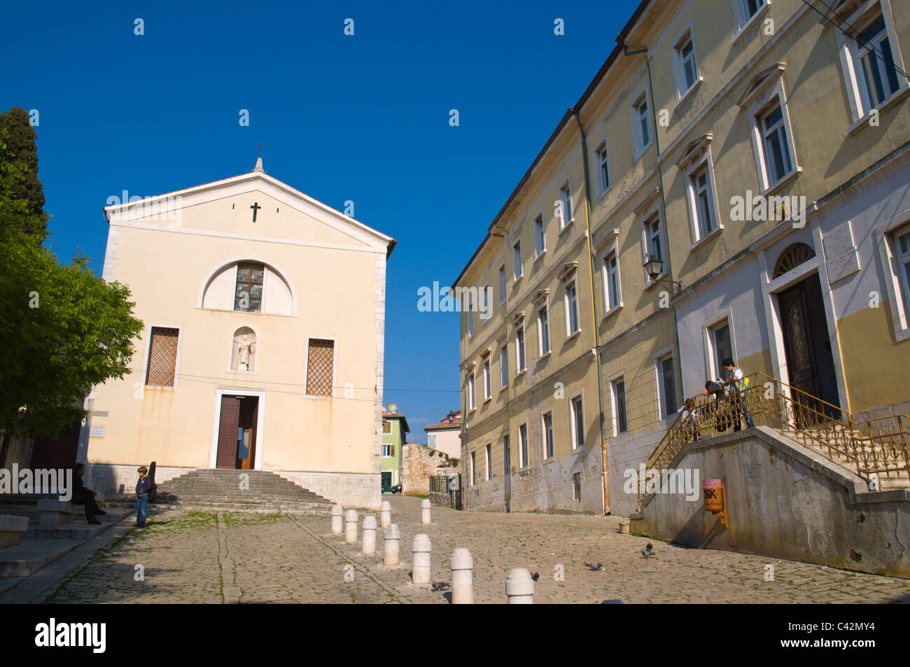Sv Misa church exterior along Edmonda de Amicisa street Rovinj the ...
