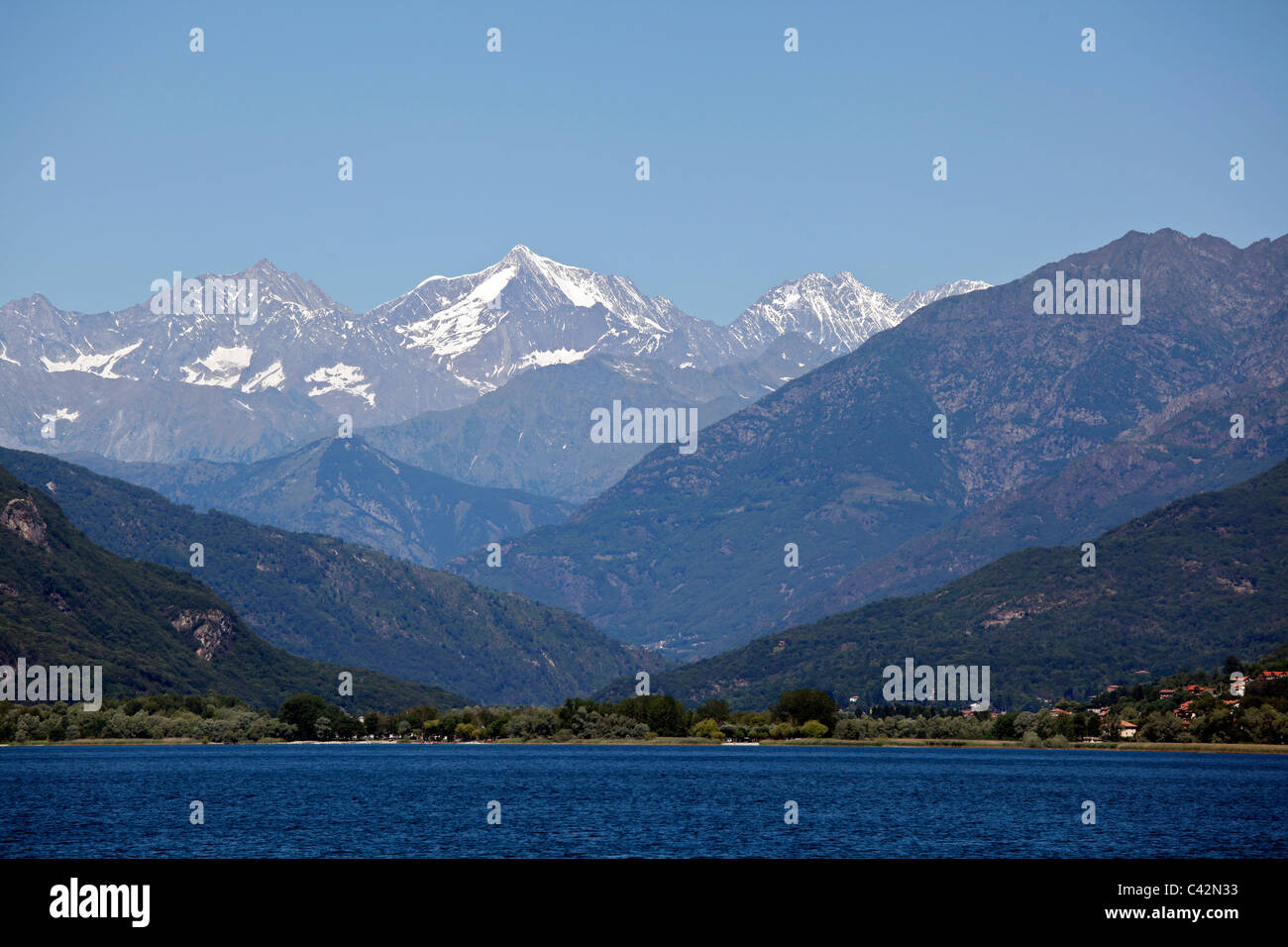 Lake Maggiore and the mountains of the Ossola Valley Stock Photo - Alamy