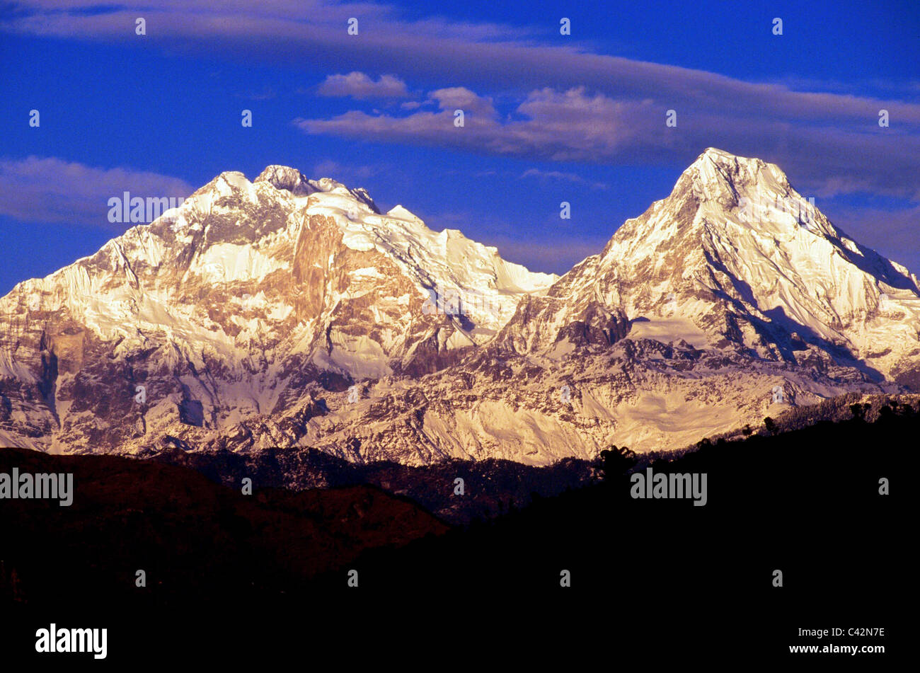 Annapurna massif in Himalaya mountains. Himalayas, Nepal Stock Photo ...