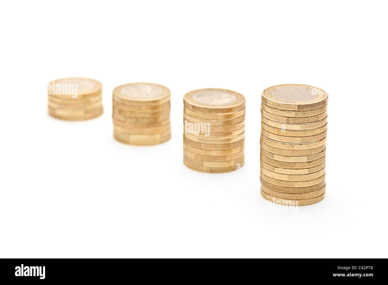 A studio shot of columns of coins Stock Photo - Alamy