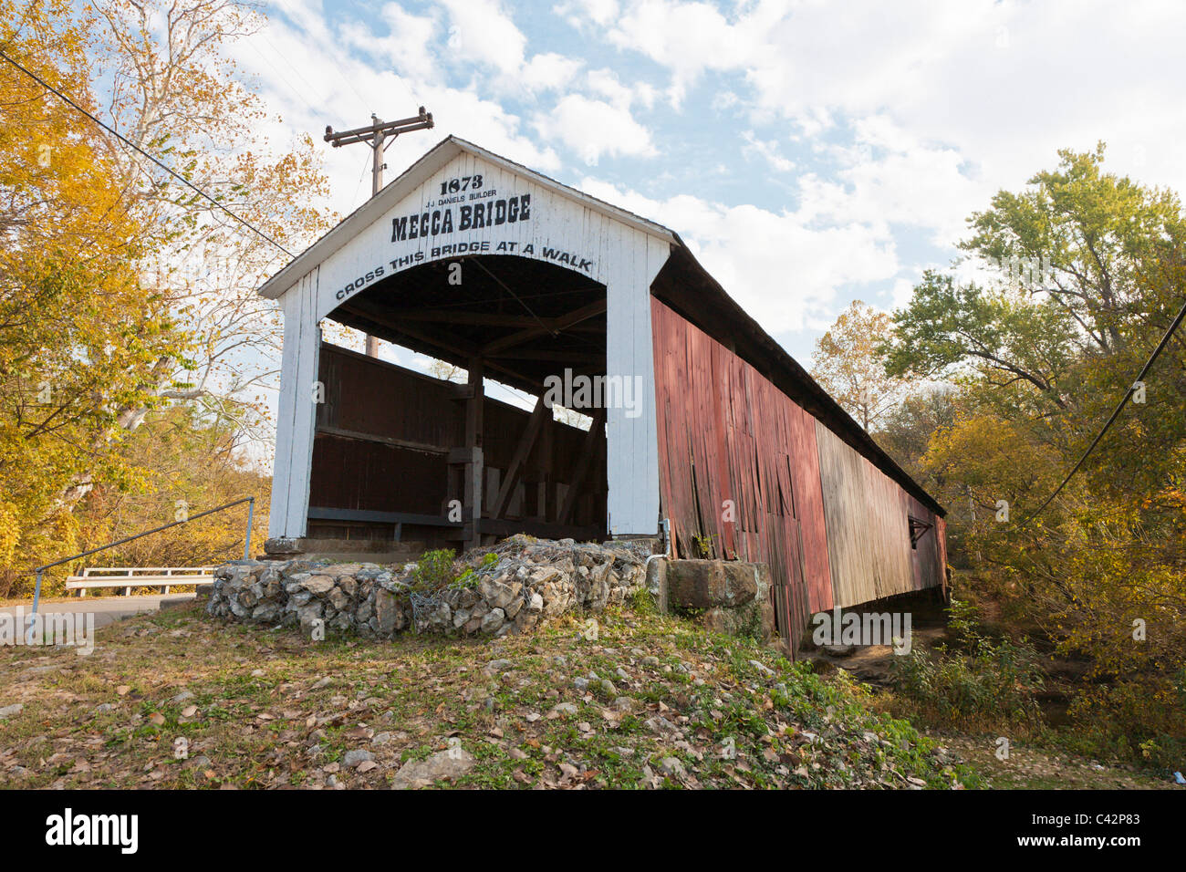 Mecca Covered Bridge was built in 1873 over Big Raccoon Creek at Mecca ...