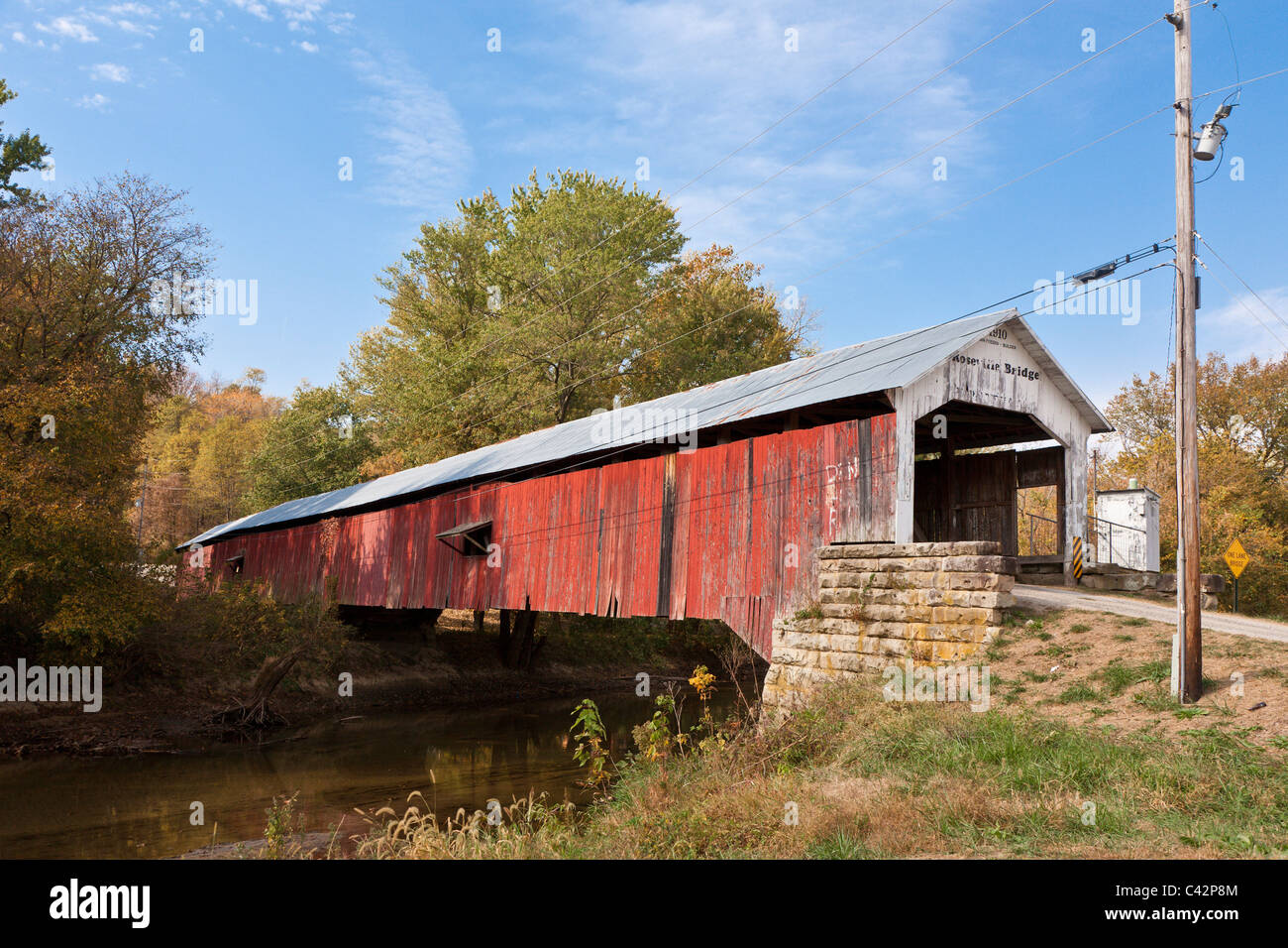 Roseville Covered Bridge was built in 1910 over Big Raccoon Creek near ...