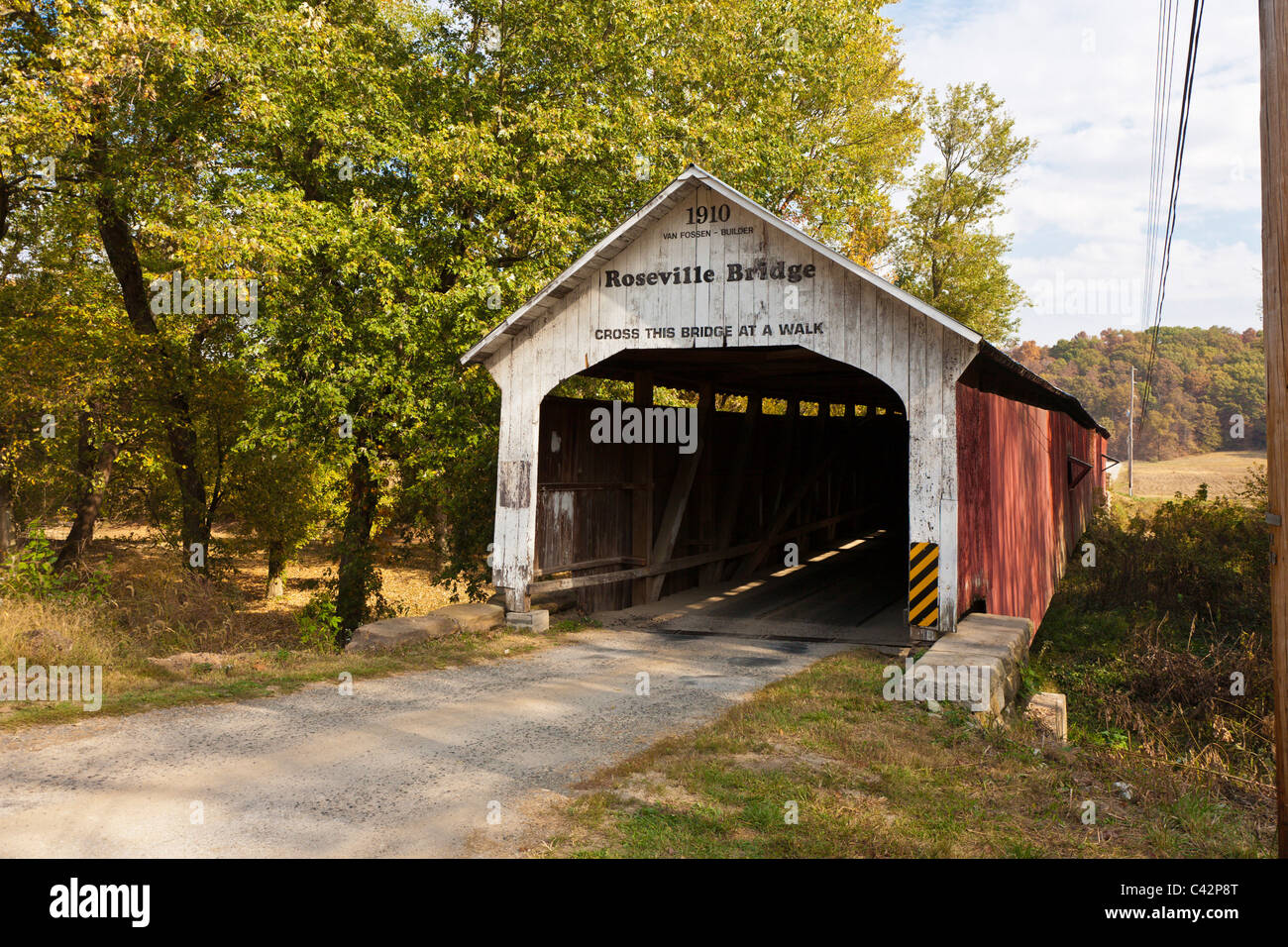 Roseville Covered Bridge was built in 1910 over Big Raccoon Creek near ...