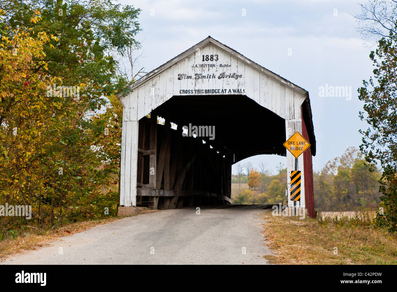 Sim Smith Covered Bridge was built in 1883 to span Leatherwood Creek ...