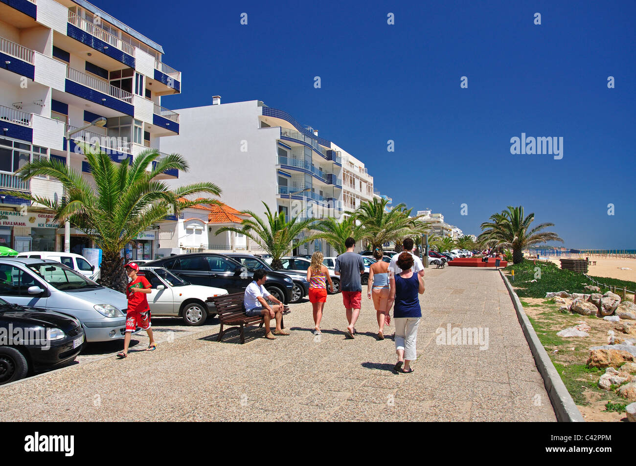 Seafront promenade, Quarteira, Faro District, Algarve Region, Portugal ...