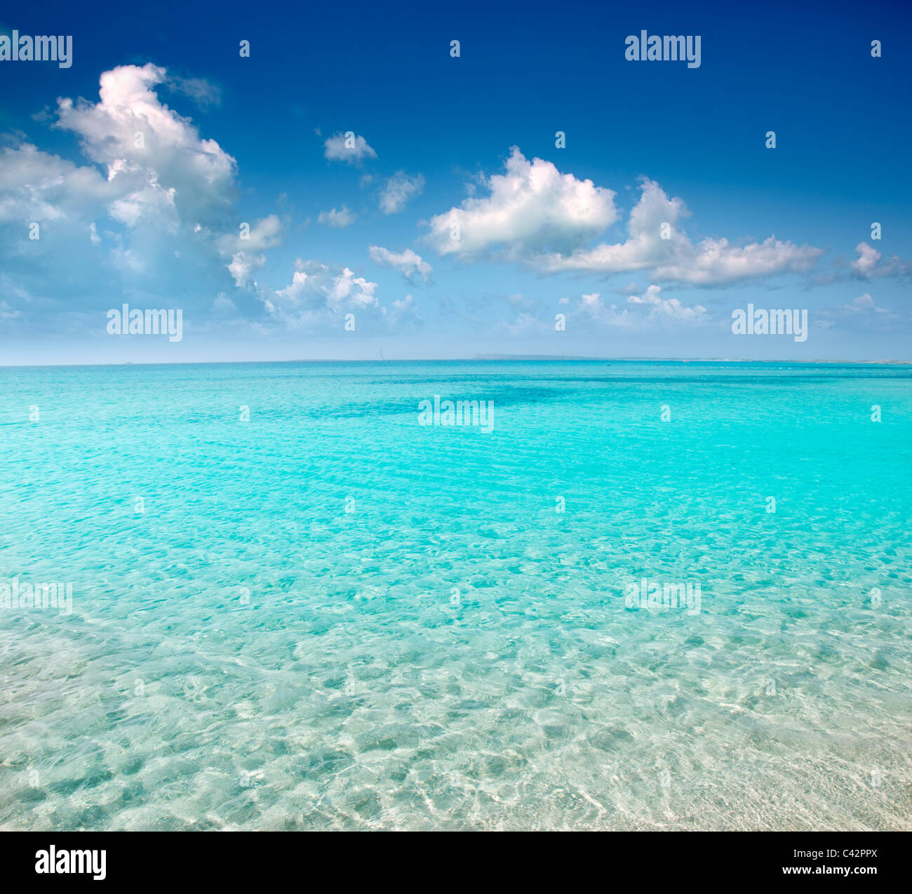 beach perfect white sand turquoise water balearic islands Spain Stock ...