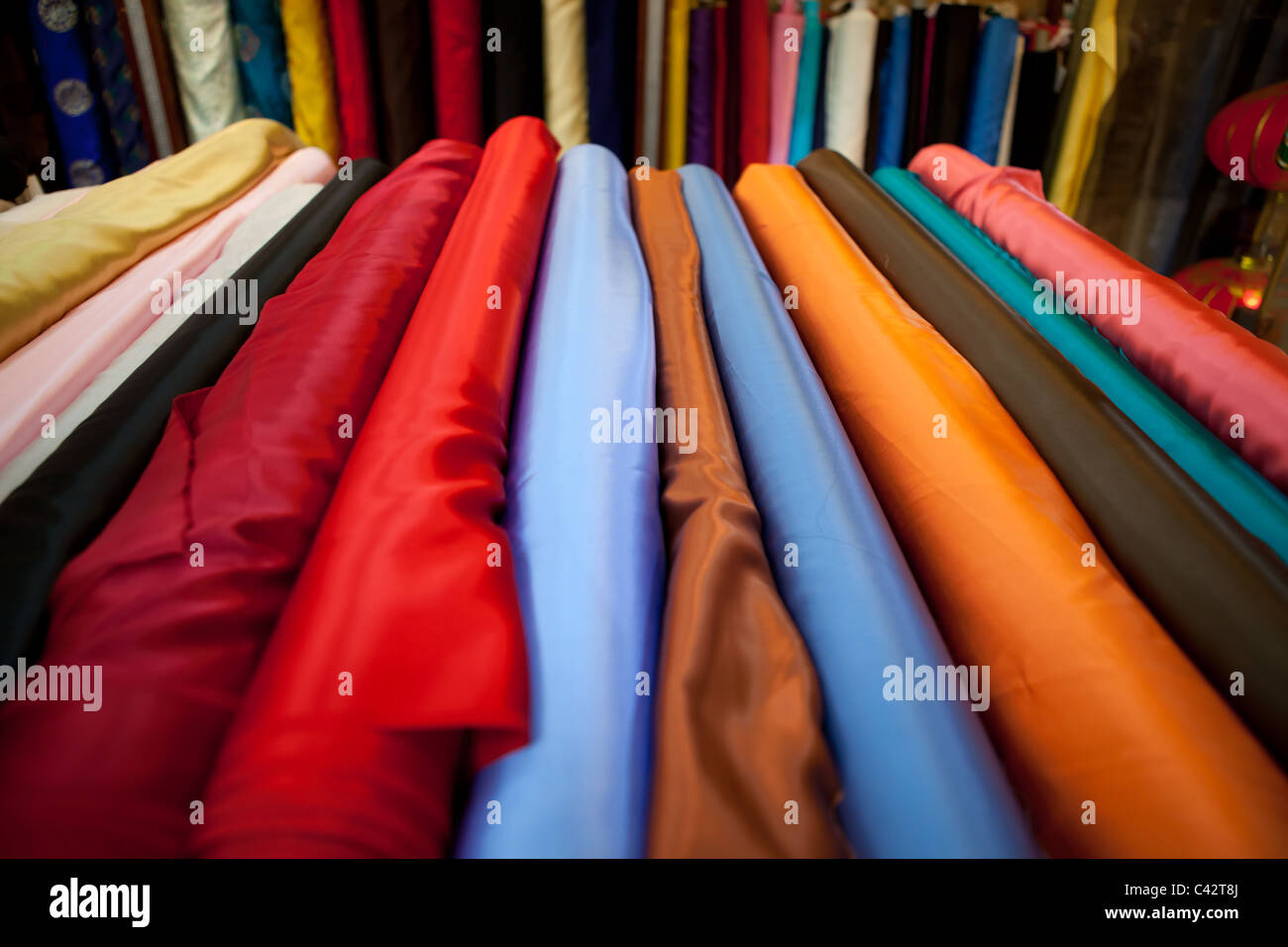 Satin chinese fabrics Stock Photo - Alamy