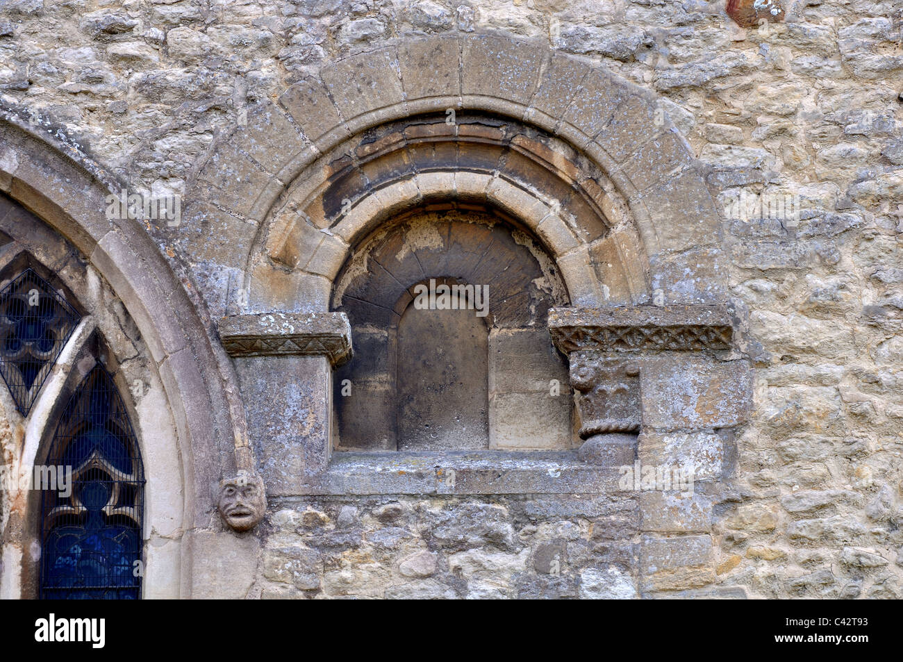 Norman window, St. Botolph`s Church, Barton Seagrave, Northamptonshire ...