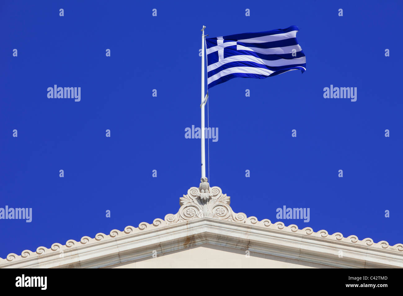 Greek building flying flag hi-res stock photography and images - Alamy