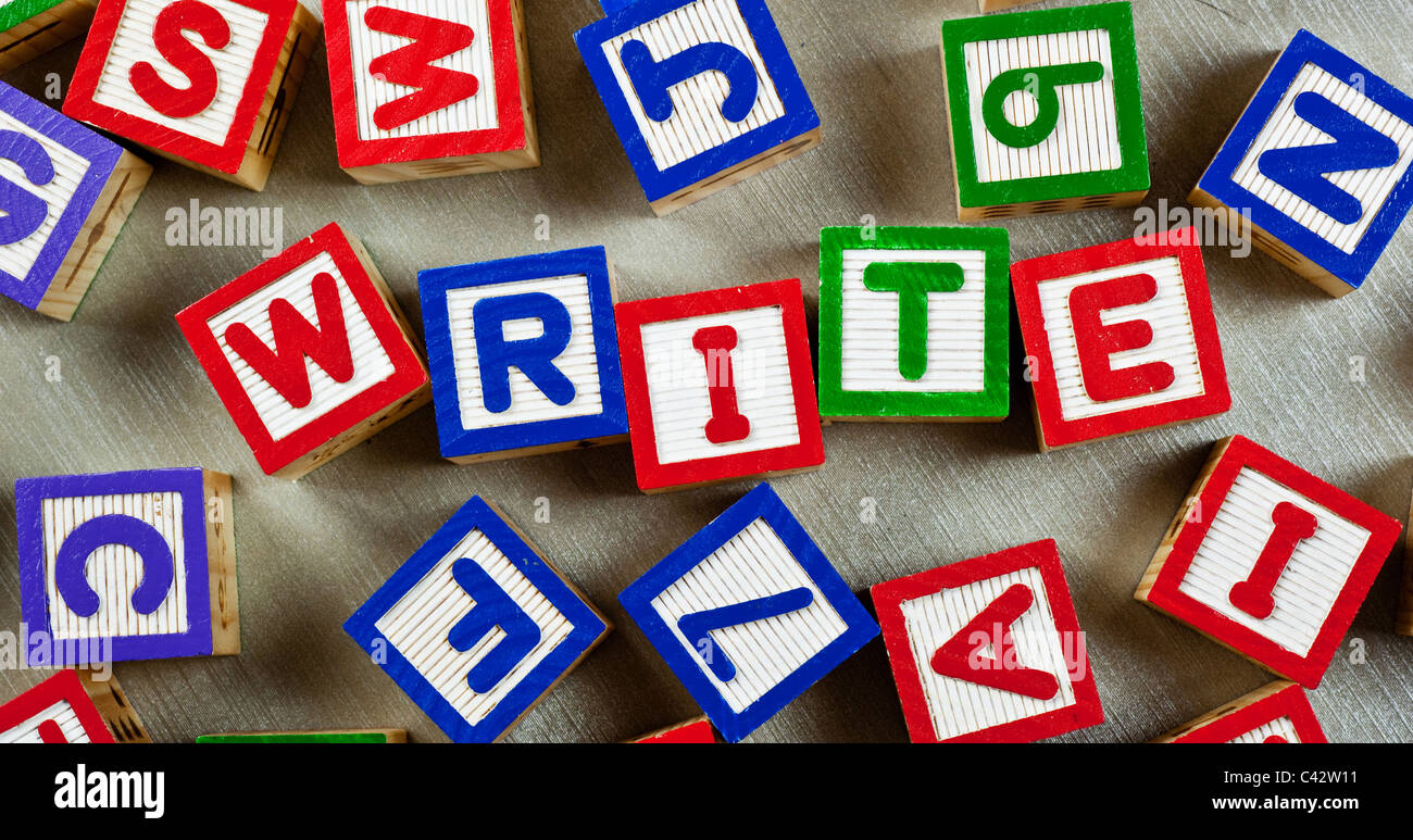 Wooden blocks forming the word WRITE Stock Photo - Alamy