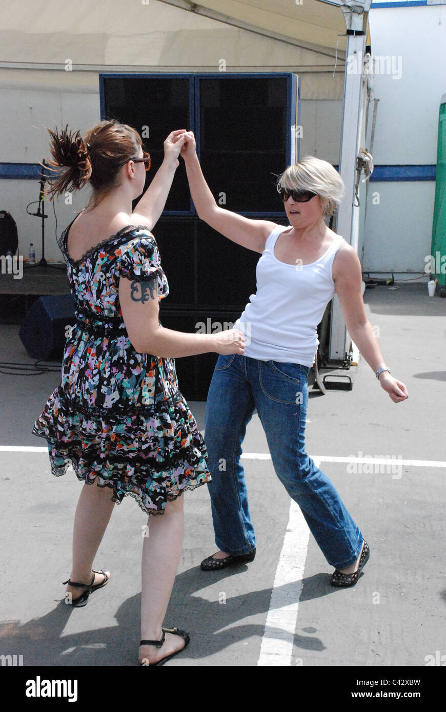 Jiving at Brightona bike festival at the Marina in Brighon Stock Photo ...