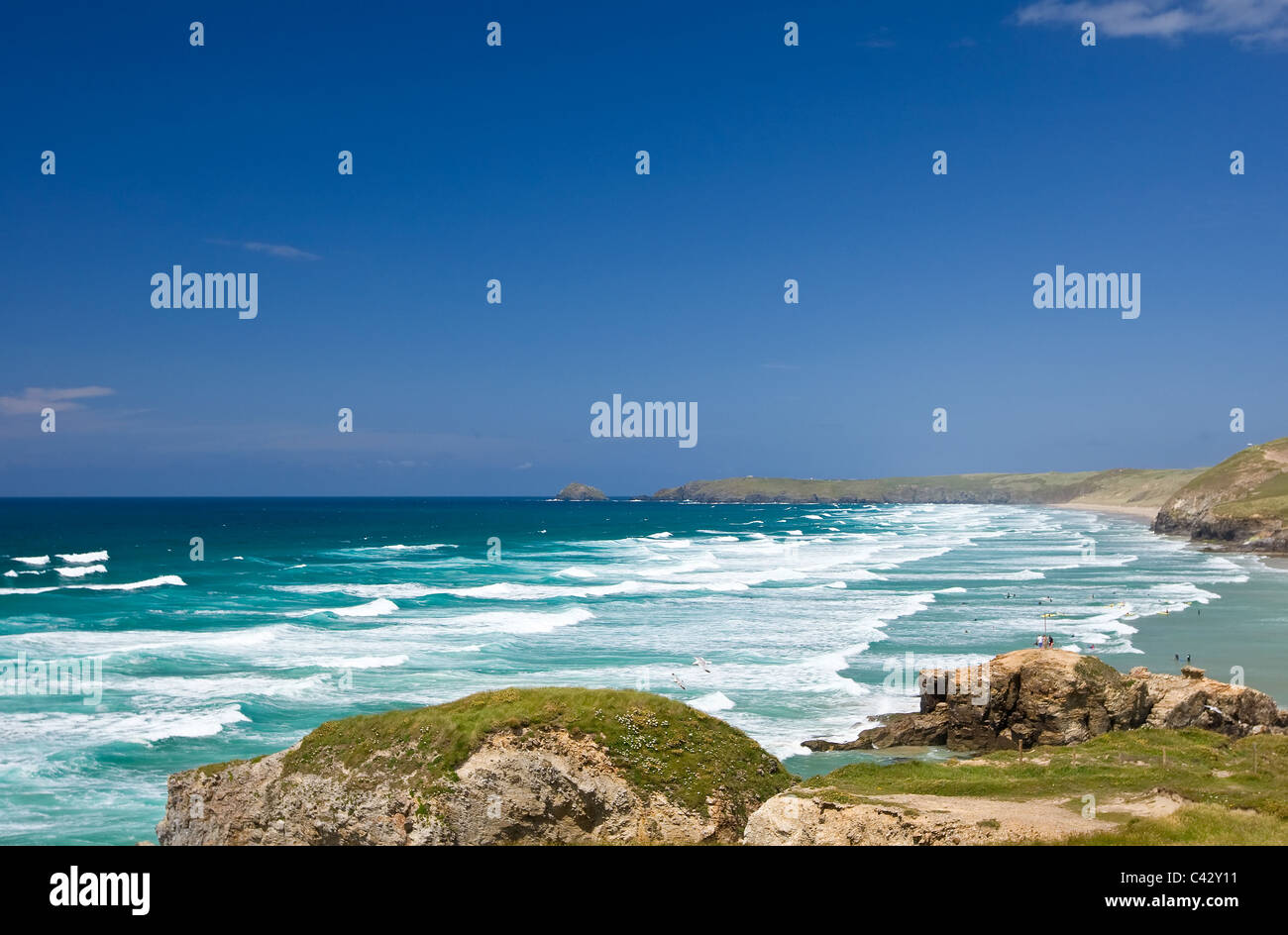 Perranporth Beach, North Cornwall, England UK Stock Photo - Alamy