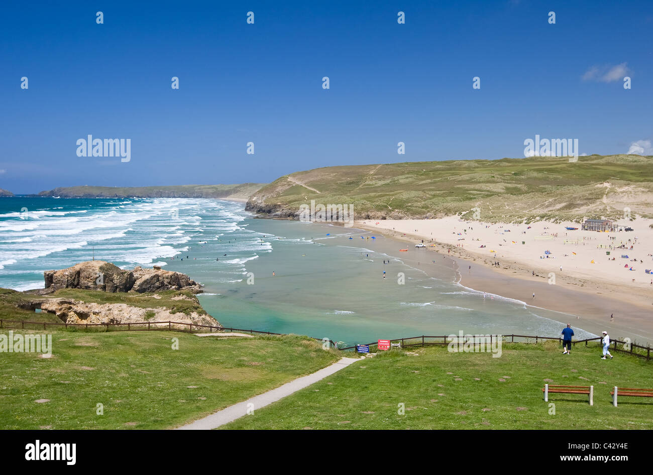 Perranporth Beach, North Cornwall, England UK Stock Photo - Alamy