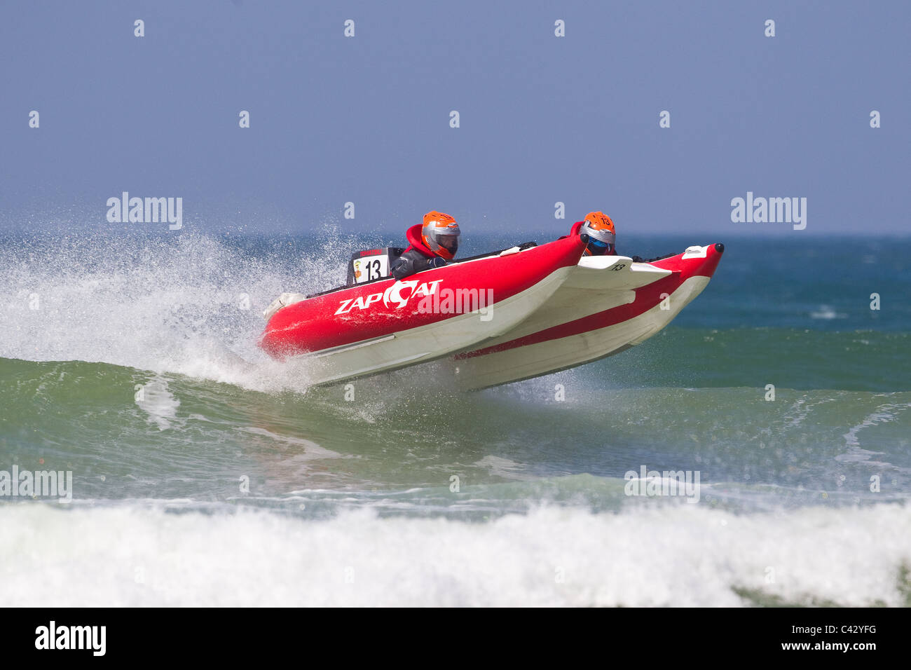 Zapcat Racing, Fistral Beach, Cornwall UK Stock Photo - Alamy