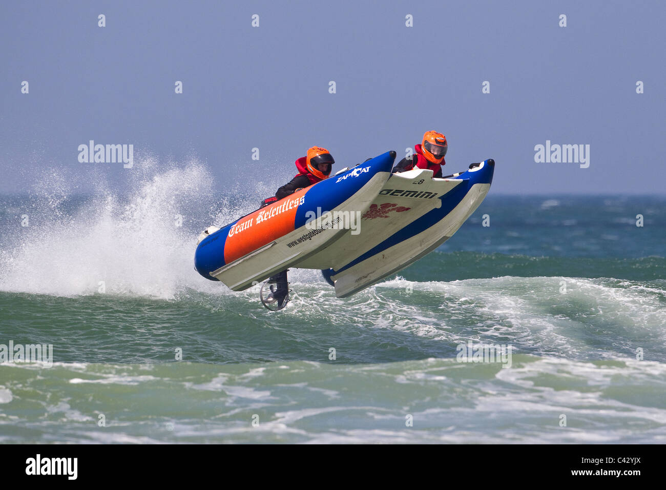 Zapcat Racing, Fistral Beach, Cornwall UK Stock Photo - Alamy