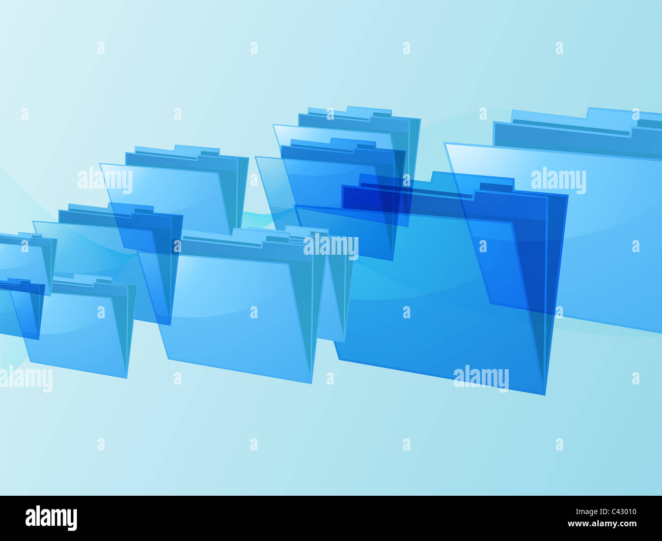Glossy blue folders on a blue landscape background Stock Photo - Alamy