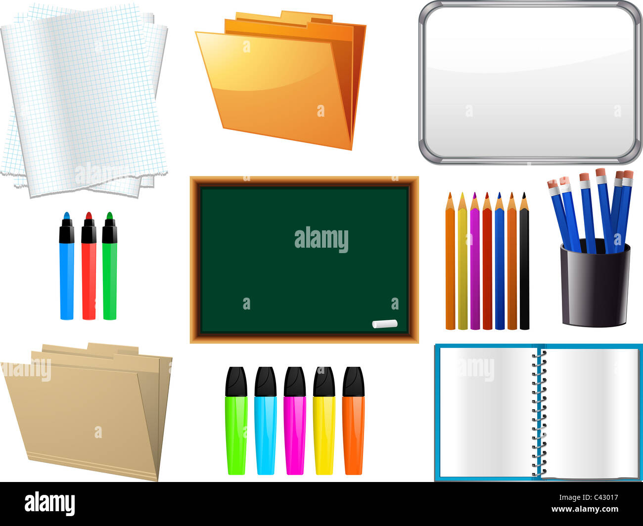 School, college and univerctiy stationery items, note book, black board ...