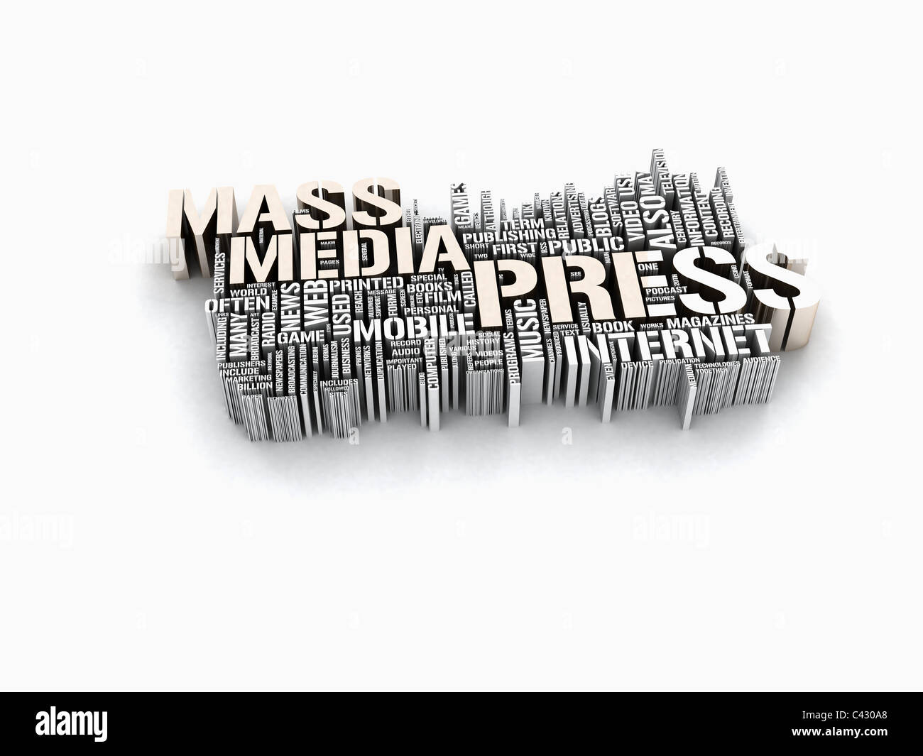 Mass media press 3d concepts collage isolated on white background Stock ...