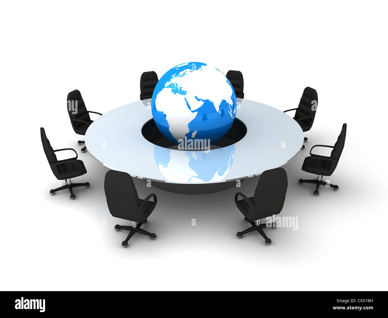 Circle table and earth (done in 3d, isolated Stock Photo - Alamy