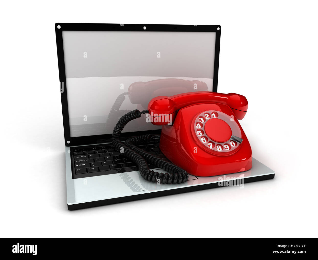 Laptop and telephone (done in 3d, isolated Stock Photo - Alamy